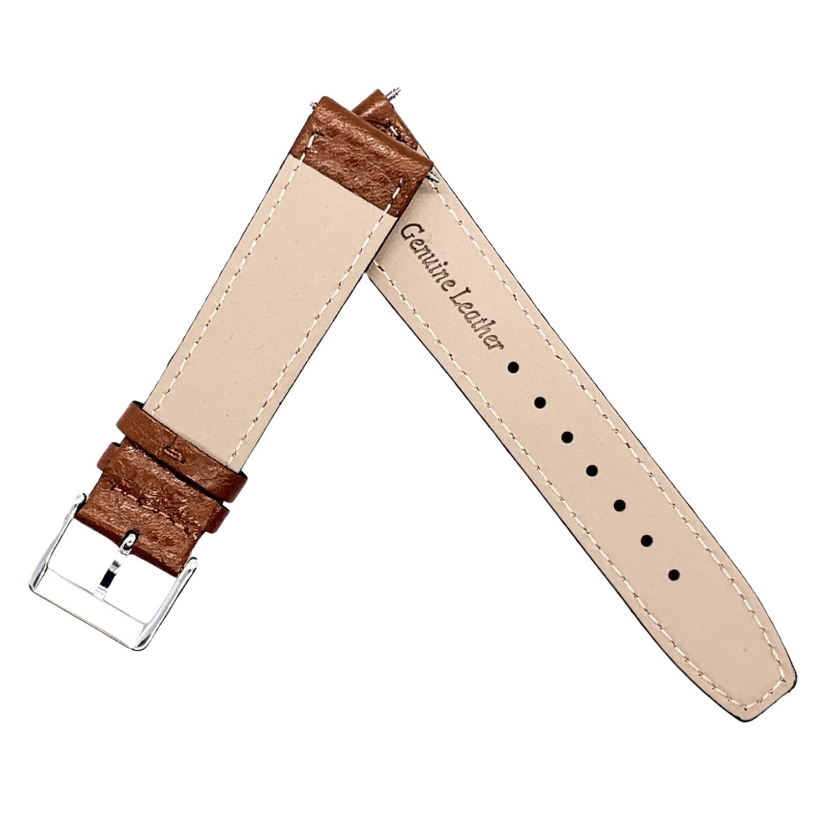 Buffalo Grain Genuine Leather Watch Strap - Light Brown