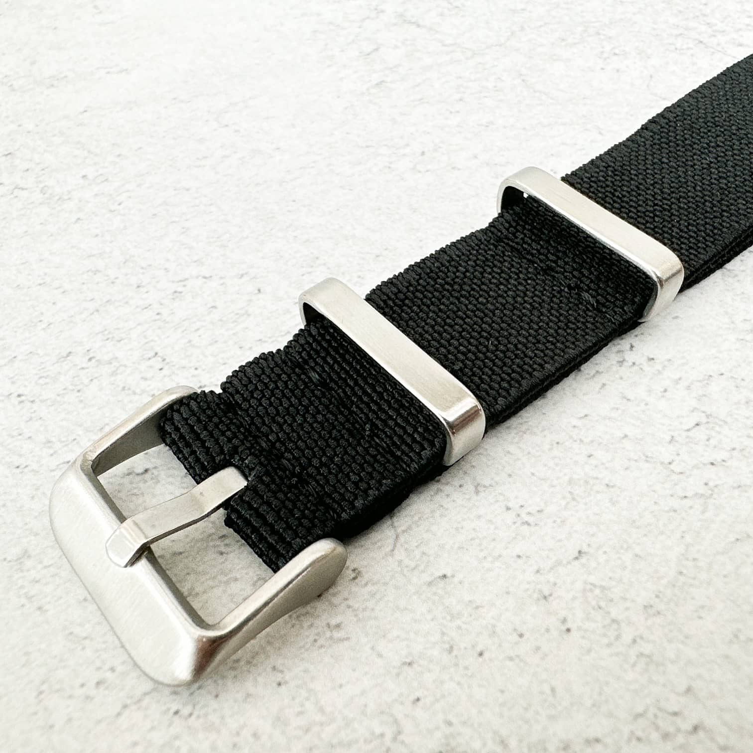 Elastic Nylon Military NATO Watch Strap - Black