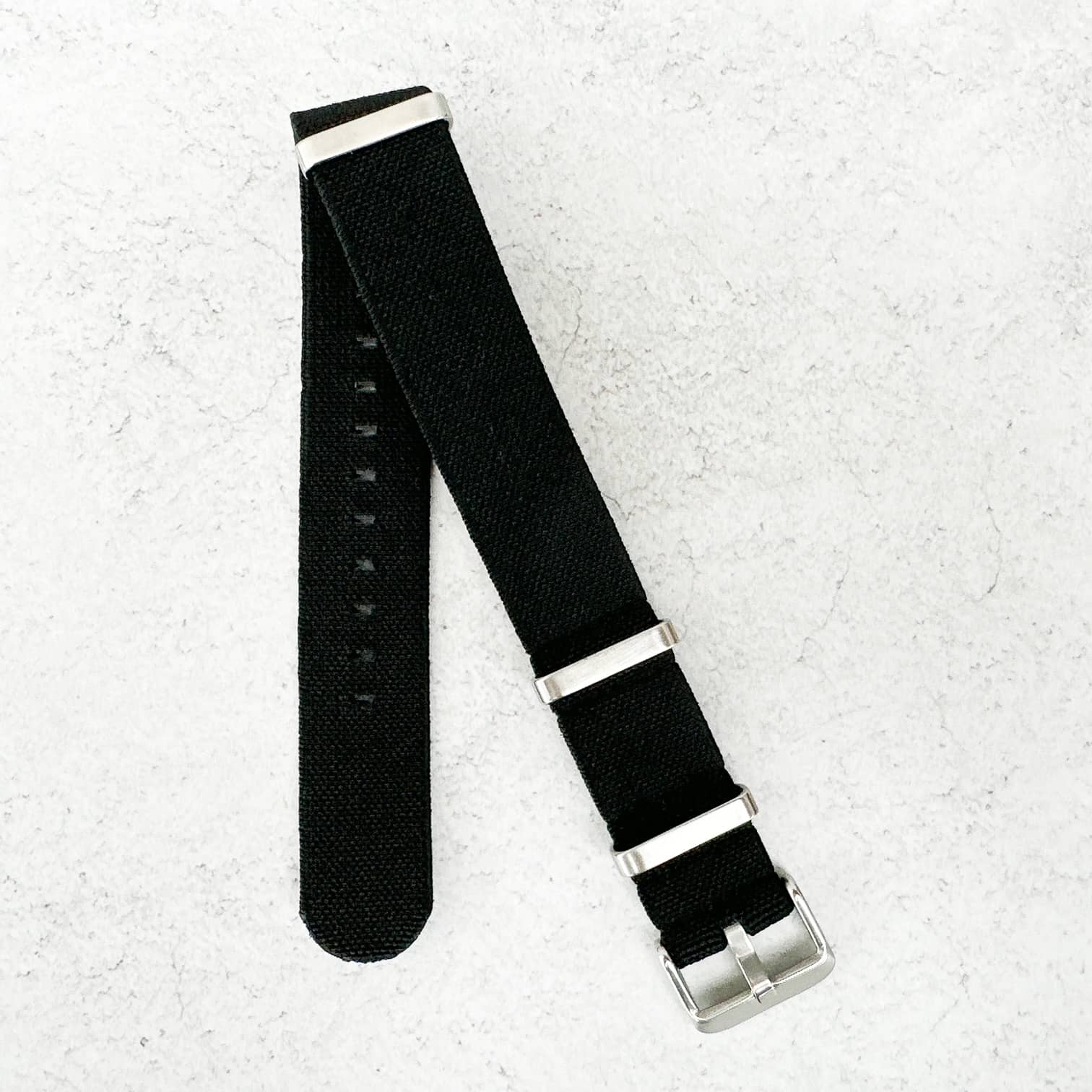 Elastic Nylon Military NATO Watch Strap - Black