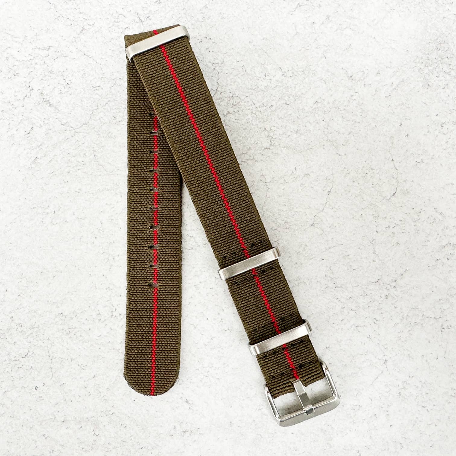 Elastic Nylon Military NATO Watch Strap - Green /Red