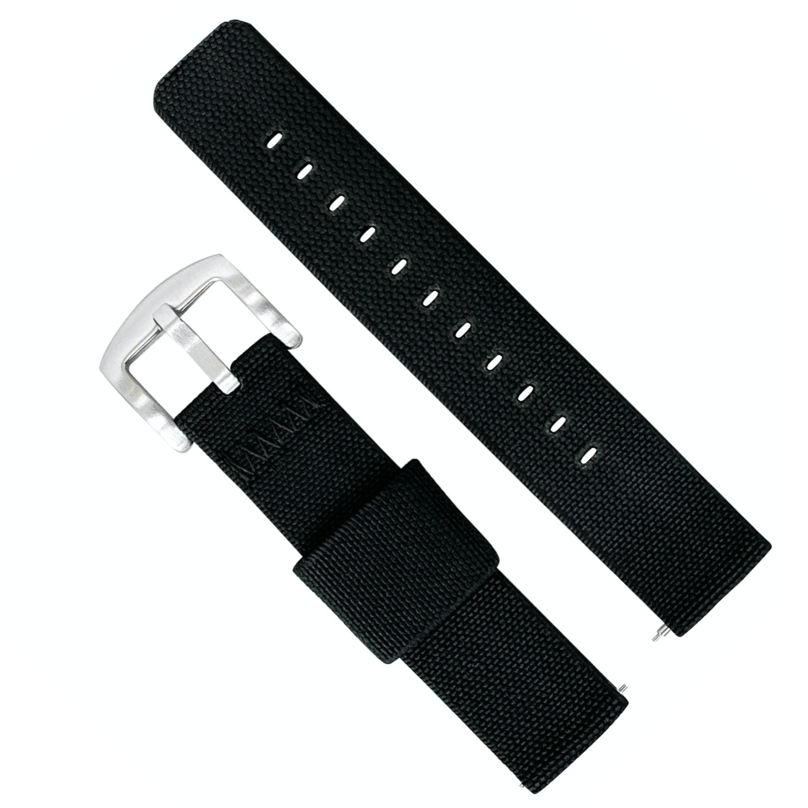 Elastic Nylon Two Piece Quick Release Watch Strap - Black