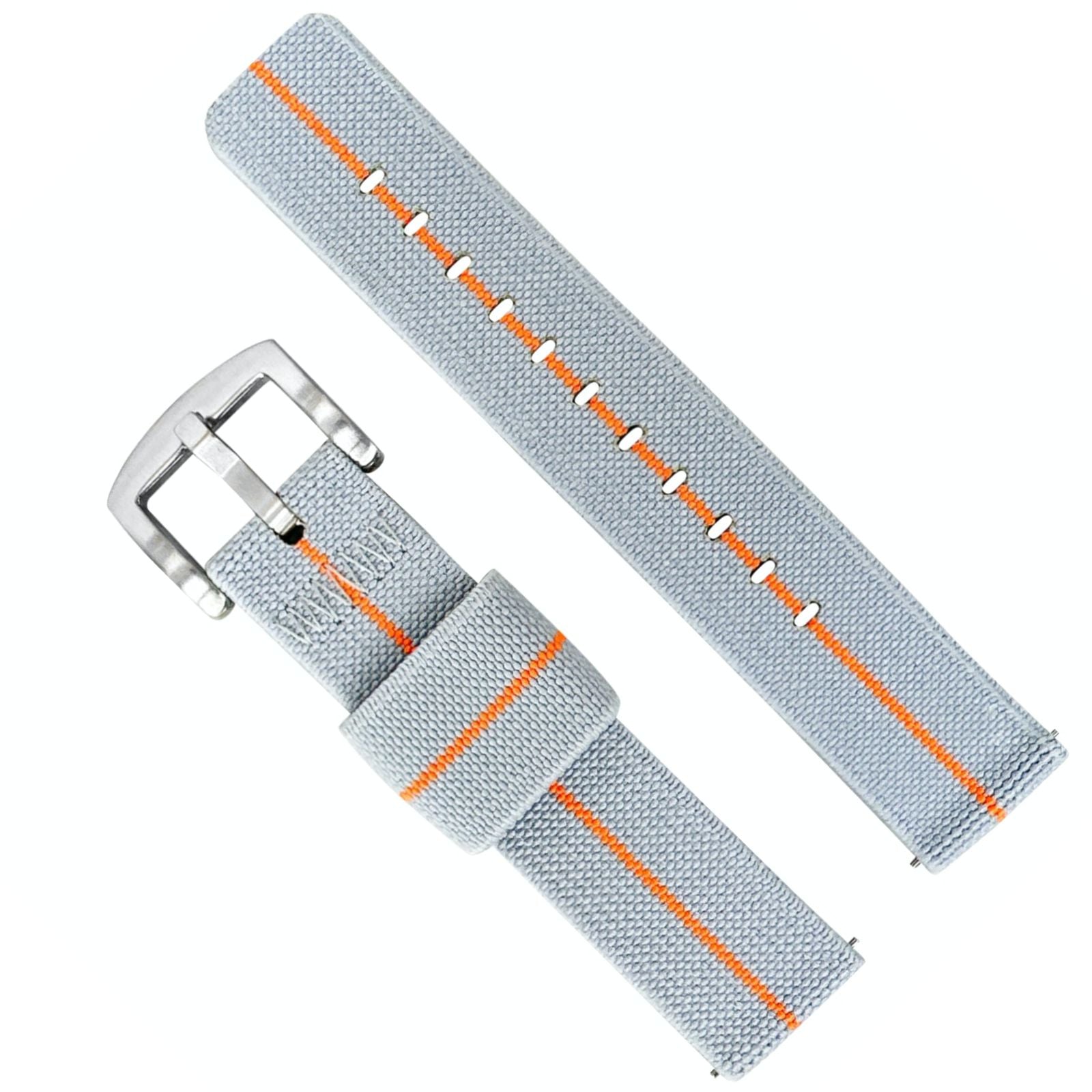 Elastic Nylon Two Piece Watch Strap - Grey / Orange