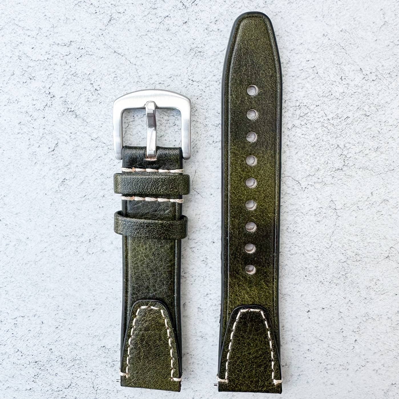 Genuine Leather Premium Vintage Style Watch Strap - Green