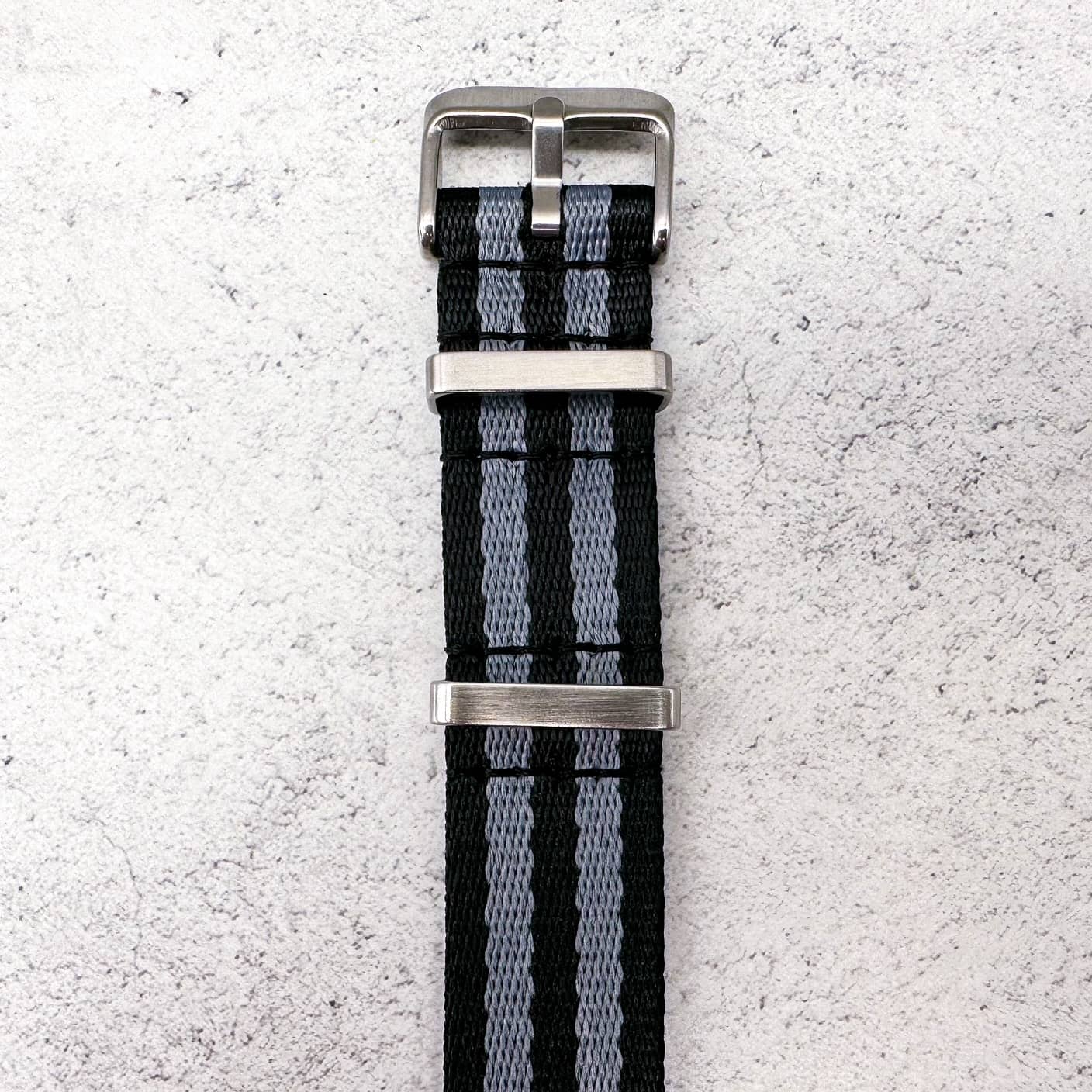 Herringbone Bond NATO Military Watch Strap - Black / Grey
