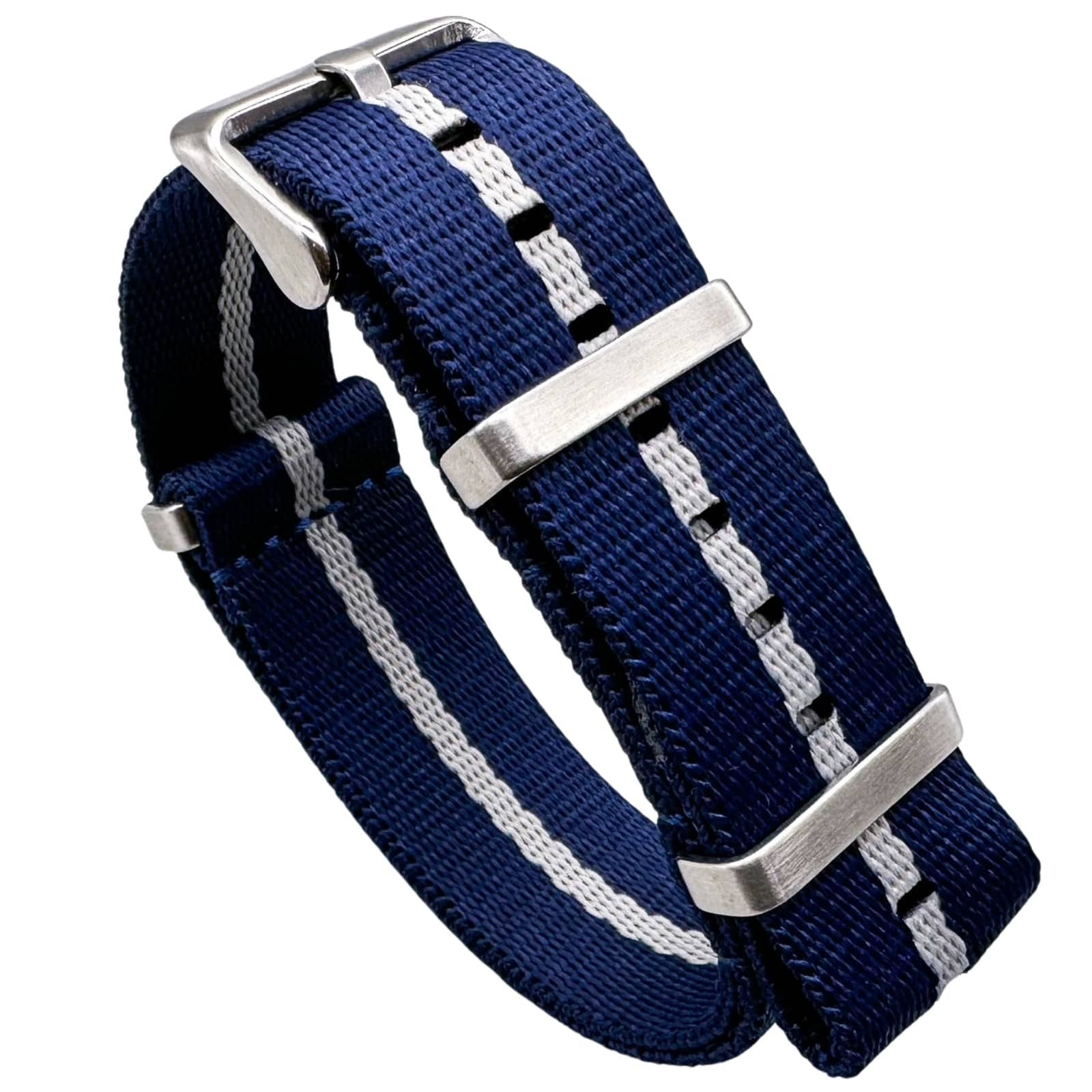 Herringbone NATO Military Watch Strap - Blue / Grey