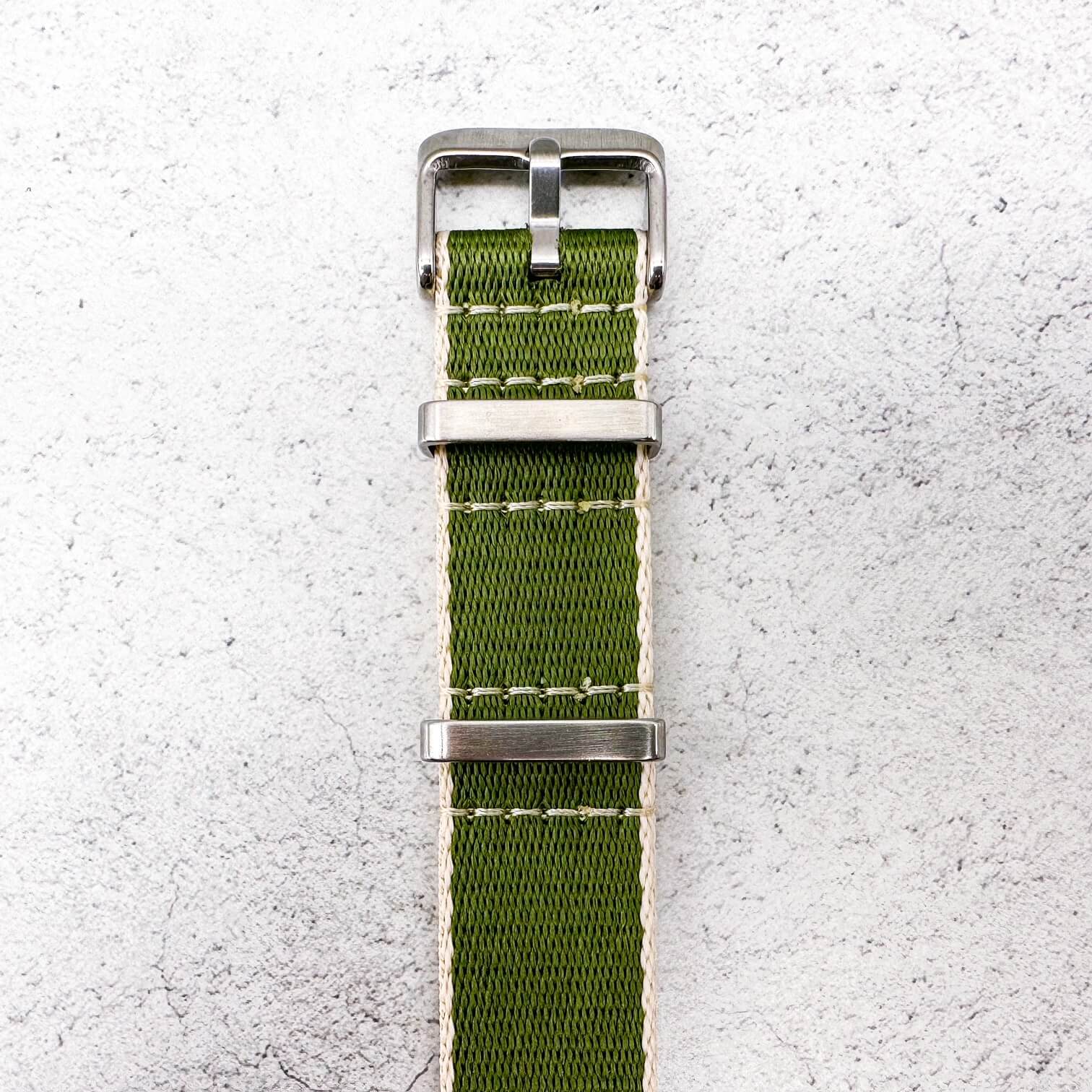 Herringbone NATO Military Watch Strap - Green / Beige