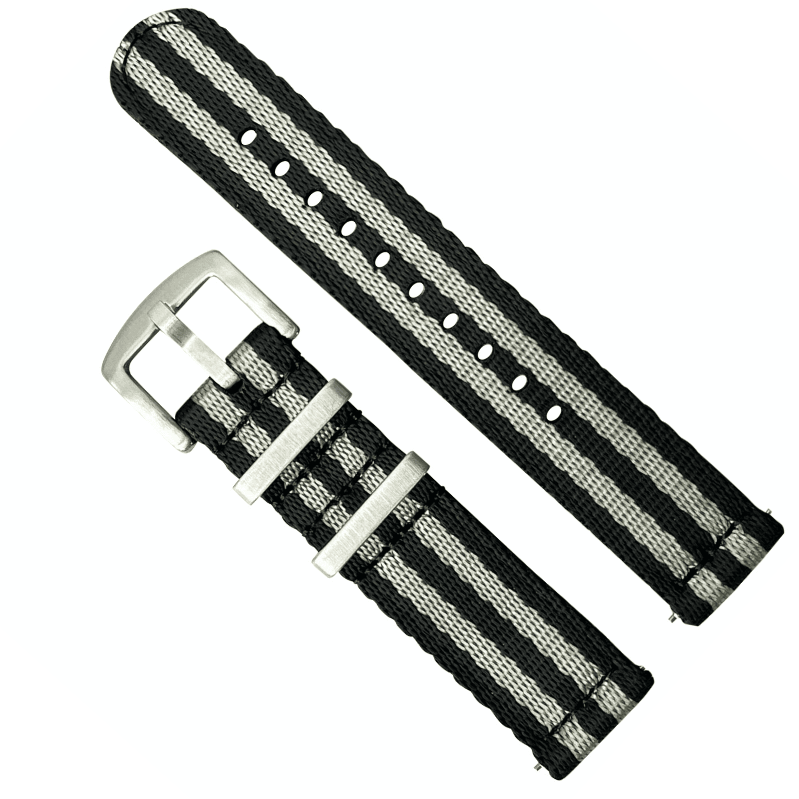 Military Style Nylon Bond Watch Strap - Black / Grey