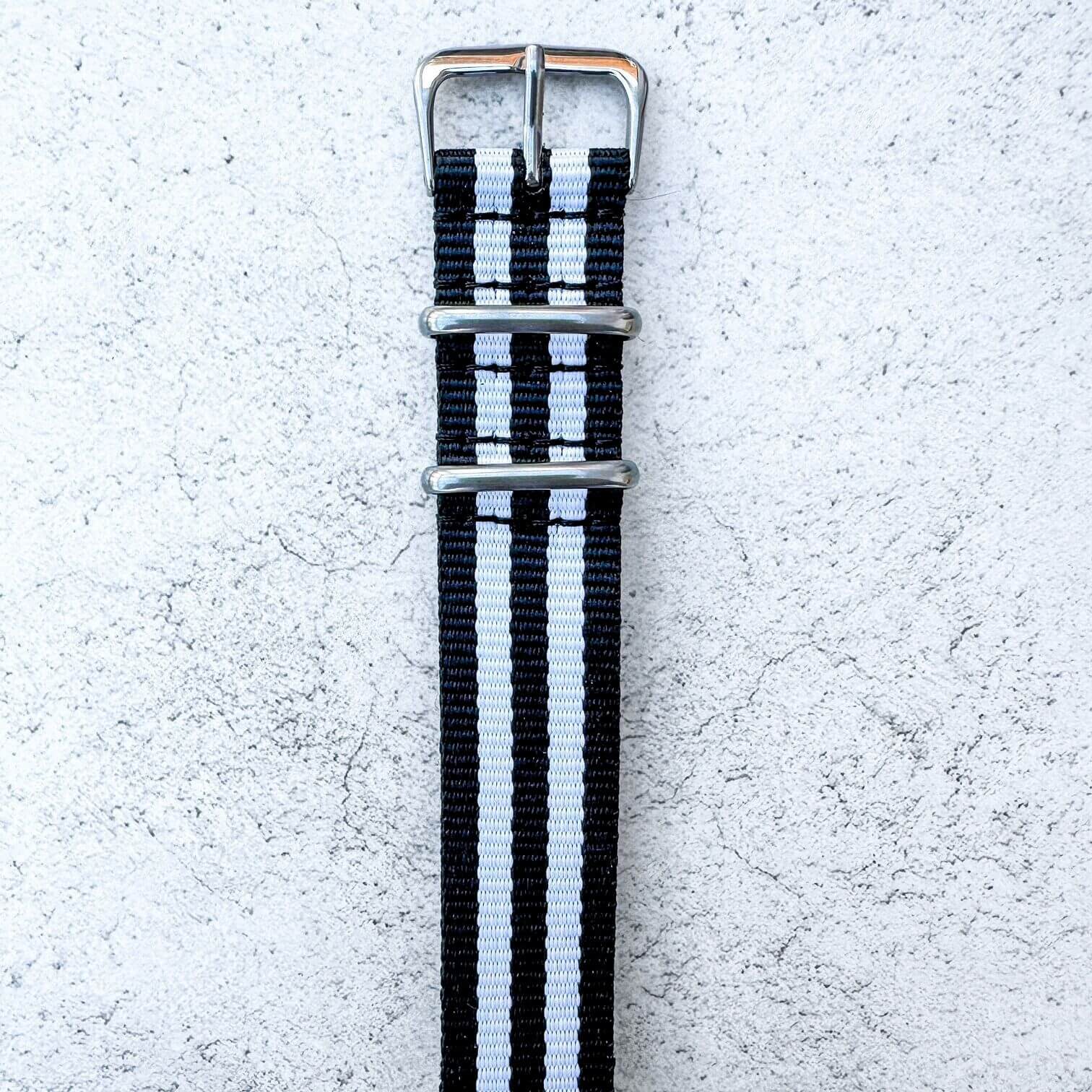 NATO G10 Watch Strap - Black / White | Military Watch Bands