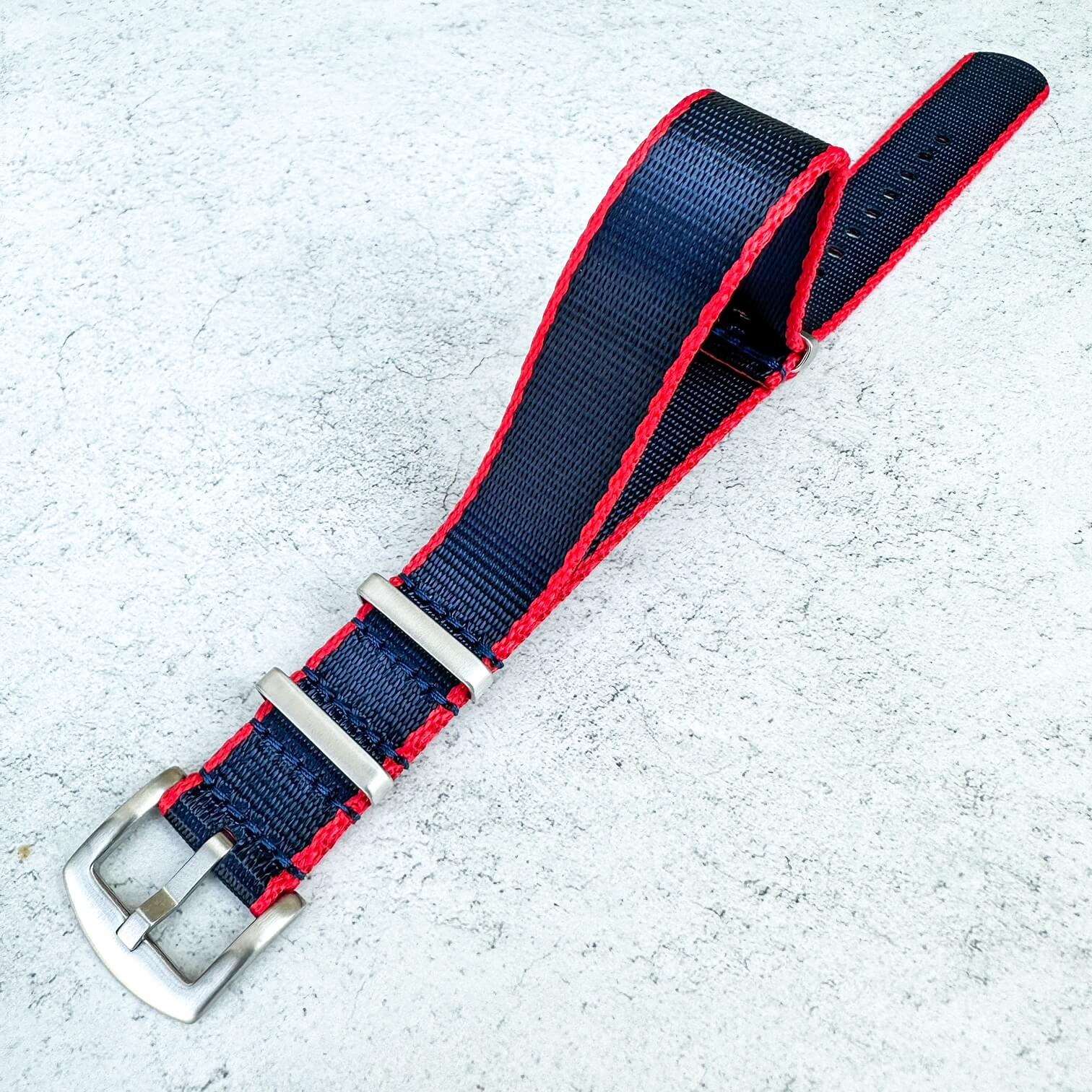 Seatbelt NATO Military Watch Strap - Navy Blue / Red