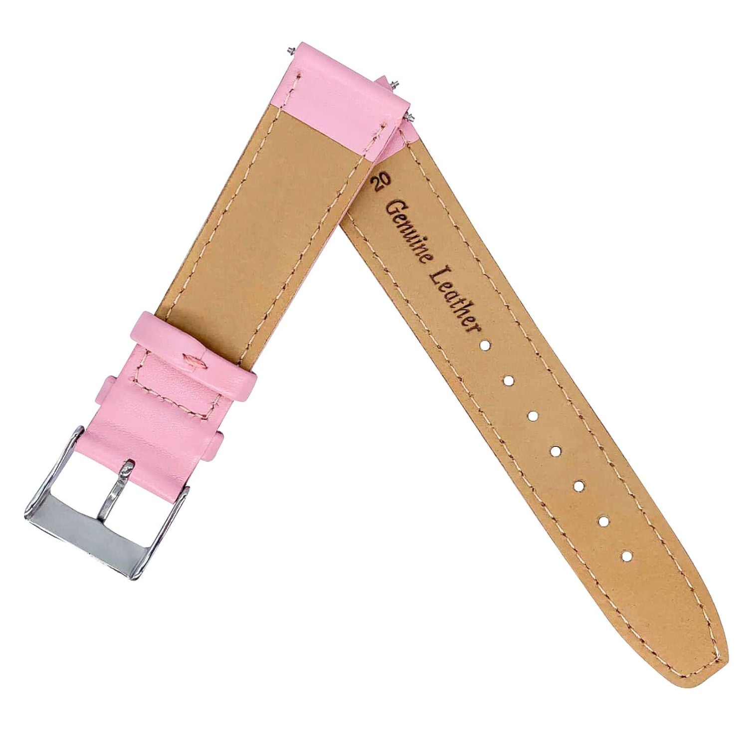 Super Soft Calfskin Genuine Leather Watch Strap - Pink