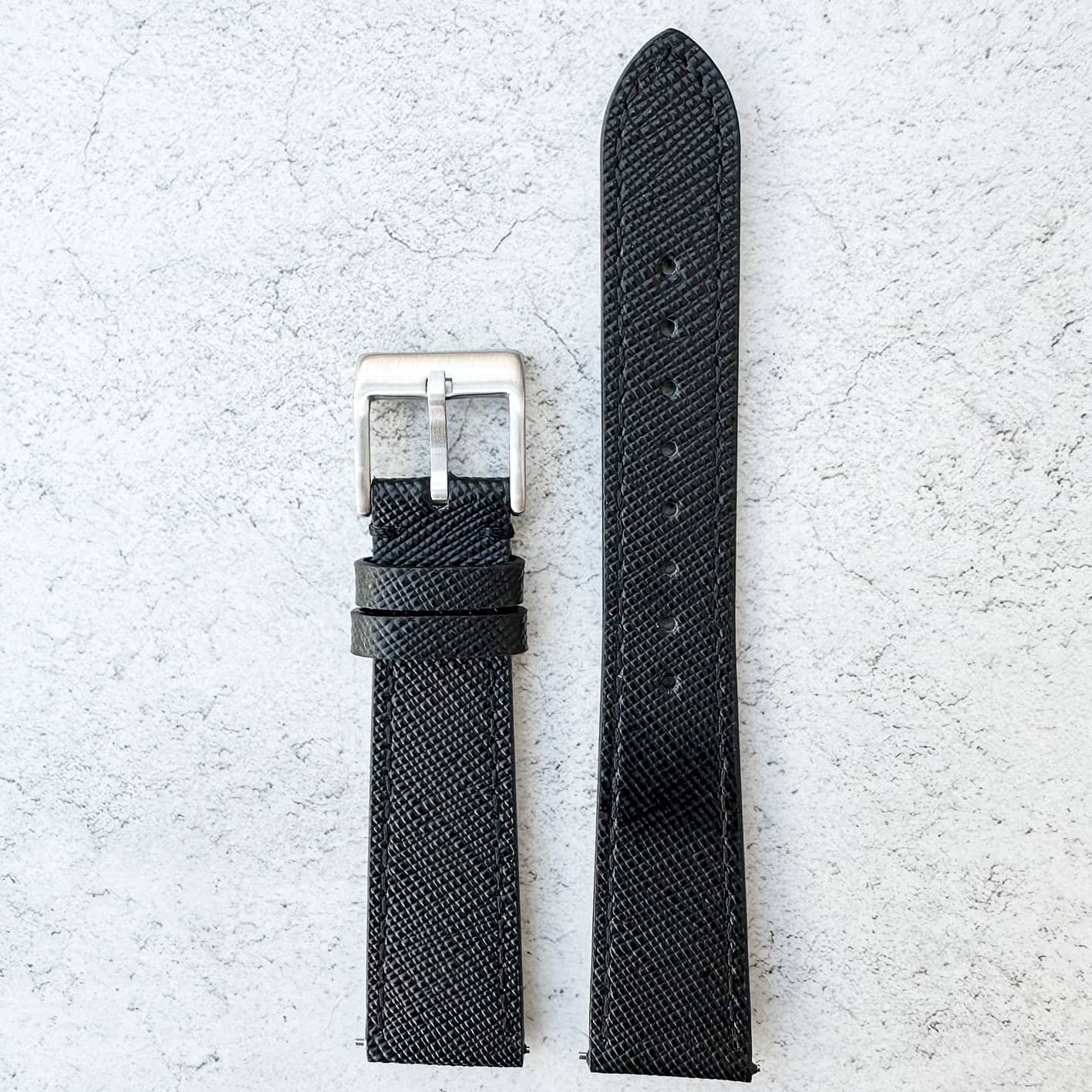 Top Grain Genuine Leather Luxury Watch Strap - Black