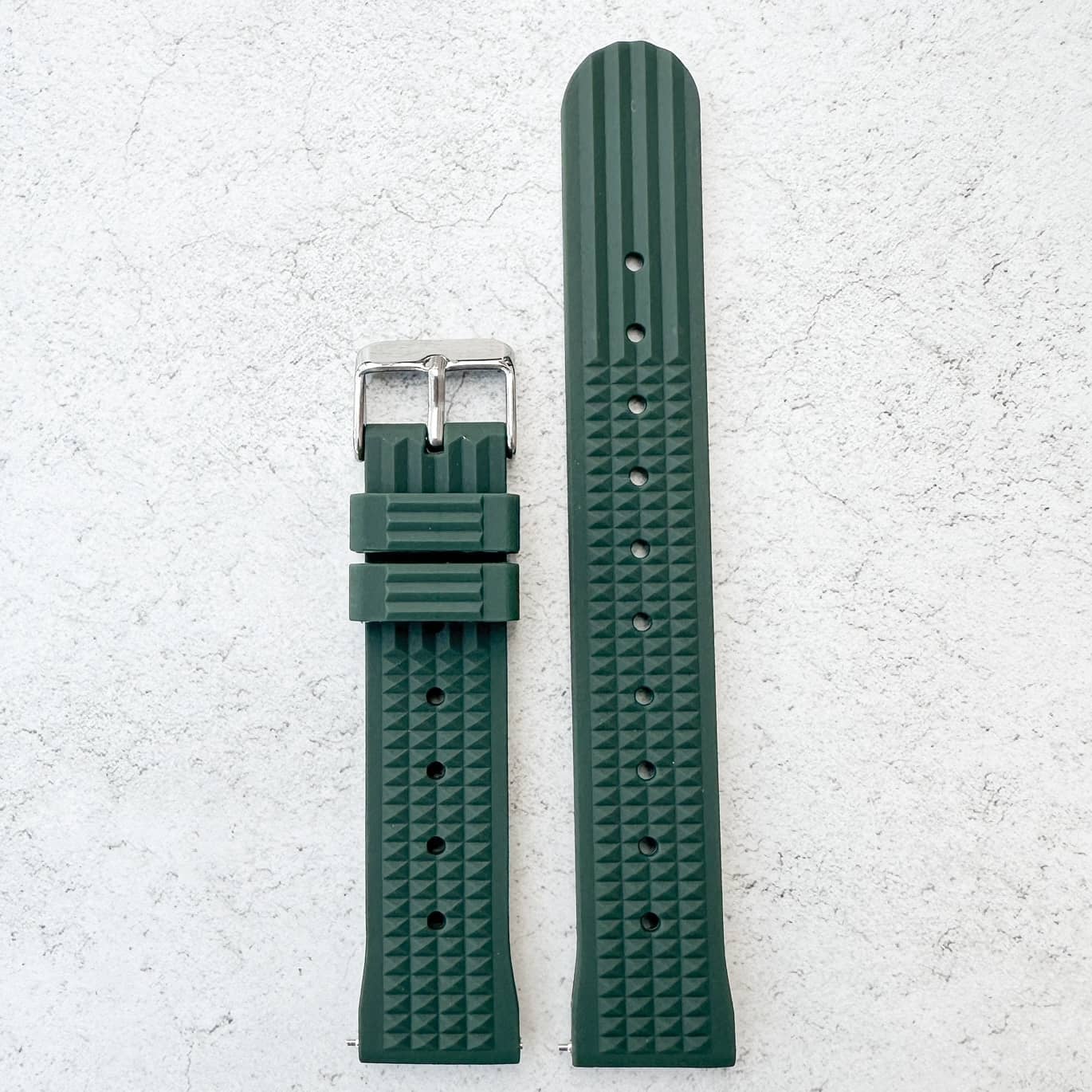 Waffle Silicone Watch Strap - Green | Dive Watch Bands
